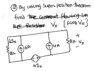 Solved By using Super position theorem find V_x. | Chegg.com