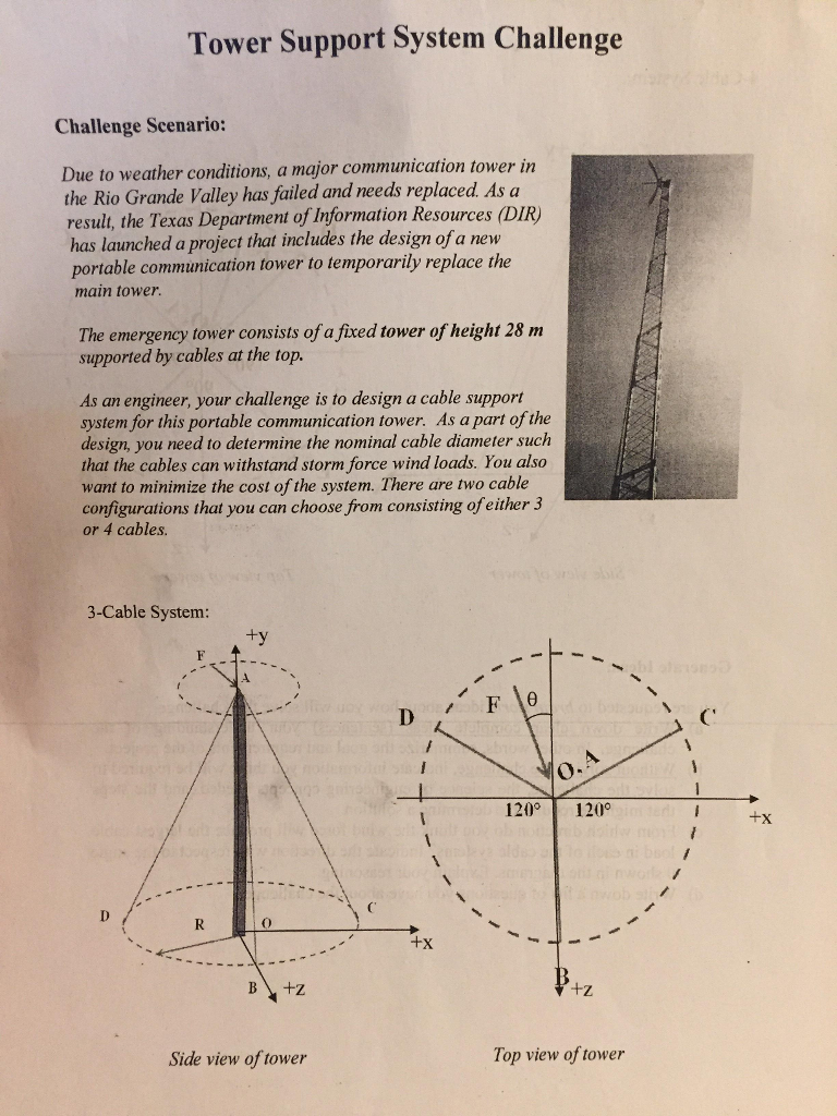 Tower Support System Challenge Challenge Scenario: | Chegg.com