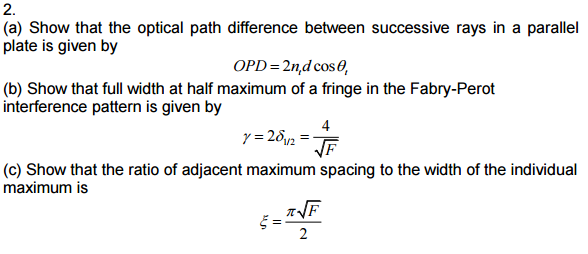 Show that the optical path difference between | Chegg.com