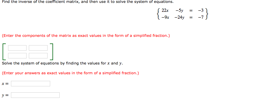 Solved Find the inverse of the coefficient matrix, and then | Chegg.com