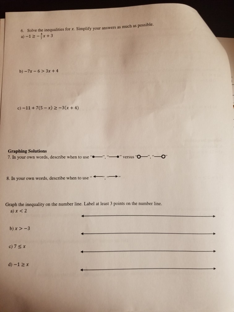Solved intermediate algebra-solving linear inequalities and | Chegg.com