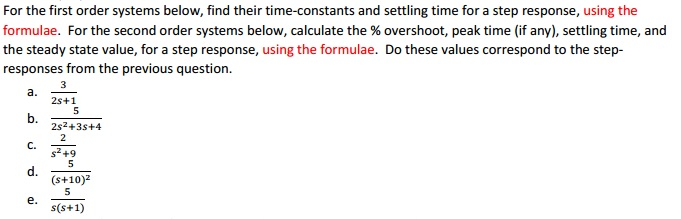 Solved For the first order systems below, find their | Chegg.com