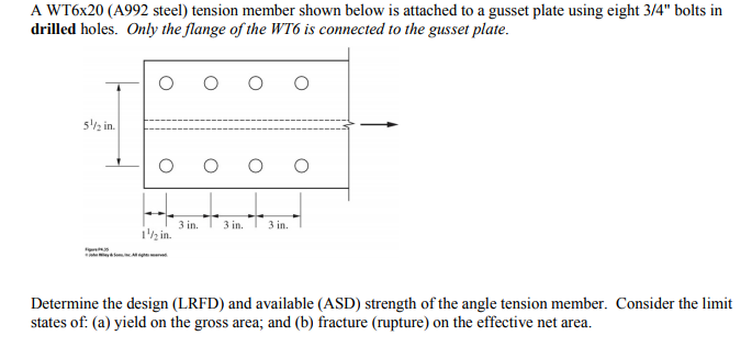 Solved A WT6x20 (A992 steel) tension member shown below is | Chegg.com