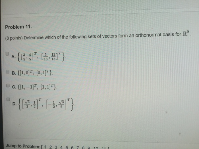 Solved Determine which of the following sets of vectors form | Chegg.com