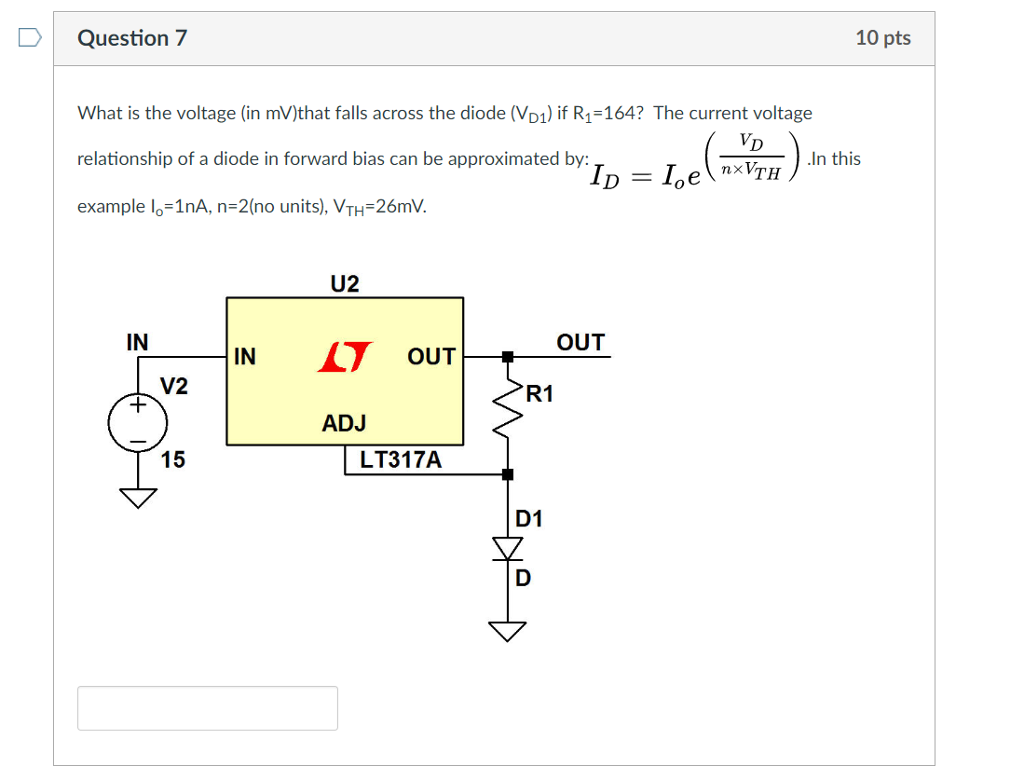 Solved Question 5 10 Pts What Is The Current In Ma Though D1