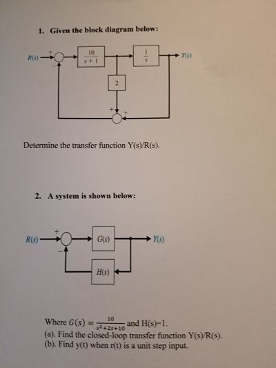 Solved Given The Block Diagram Below Determine The 