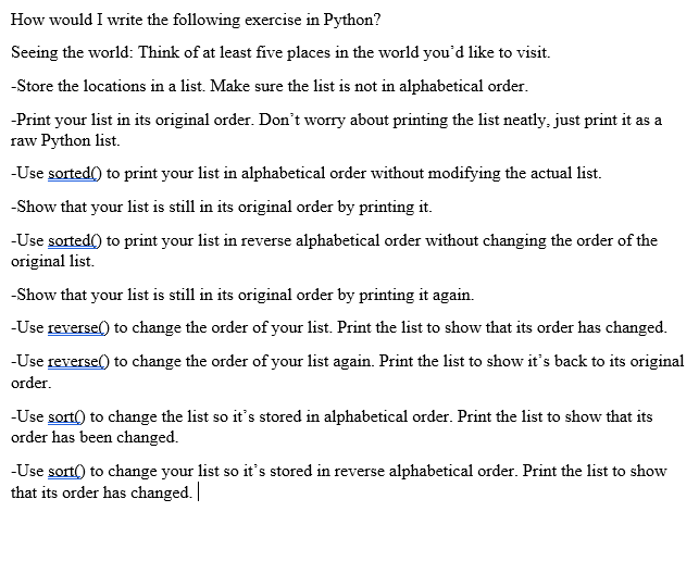 Solved How would I write the following exercise in Python? | Chegg.com