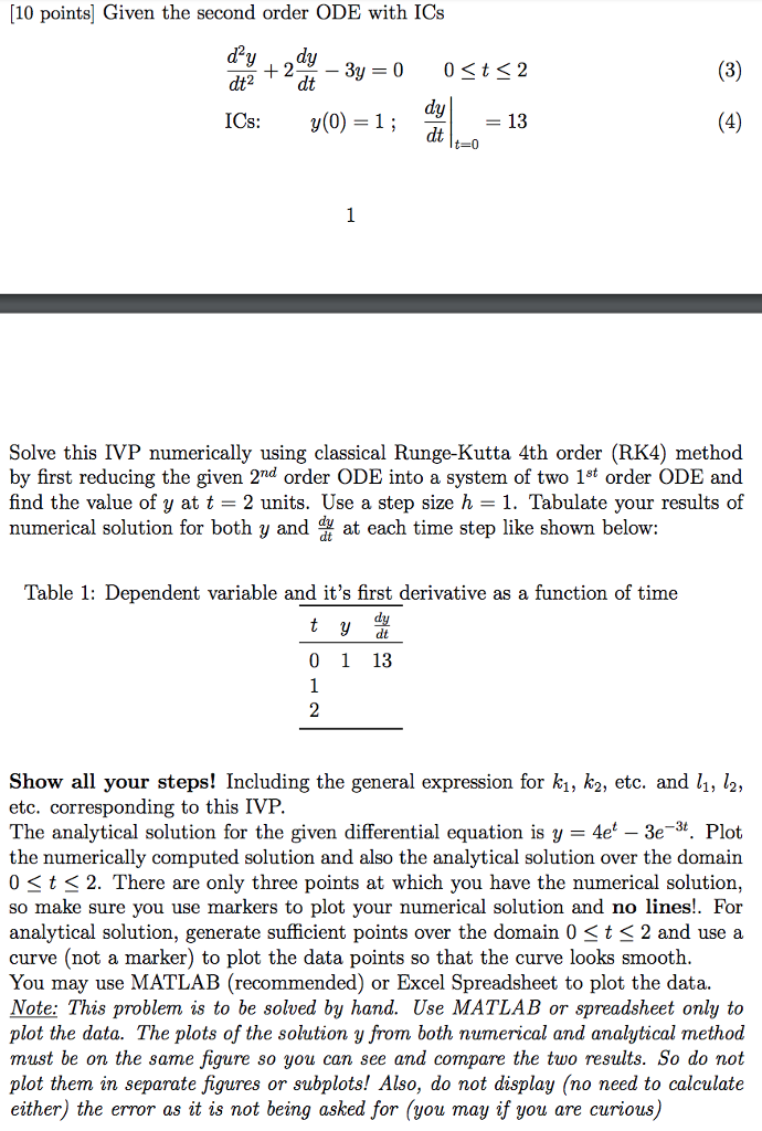 Solved [10 points] Given the second order ODE with ICs Sy=0 | Chegg.com