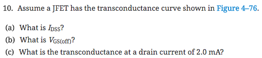 Solved 10. Assume a JFET has the transconductance curve | Chegg.com