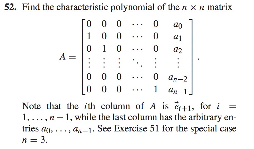 Solved 52. Fi nd the characteristic polynomial of the nxn | Chegg.com