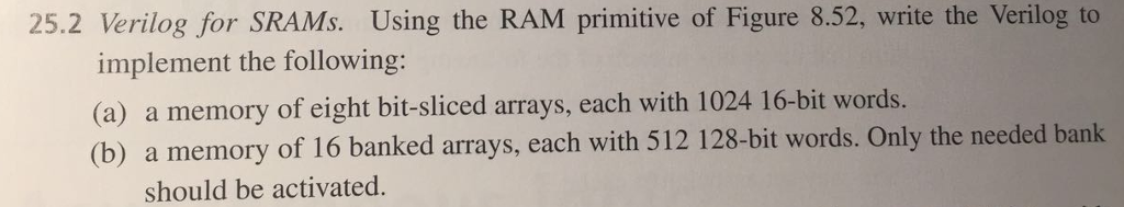 Verilog for SRAMs. Using the RAM primitive of Figure | Chegg.com