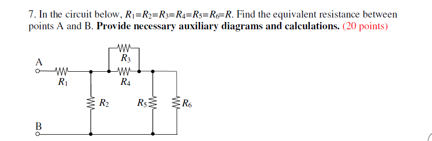 Solved 7. In the circuit below, R1 R2 R3 R4 R5 ReFR. Find | Chegg.com