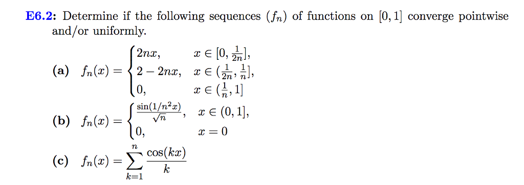 Solved Determine if the following sequences (f_n) of | Chegg.com