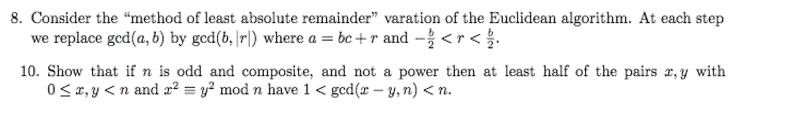 Solved Consider the "method of least absolute remainder" | Chegg.com