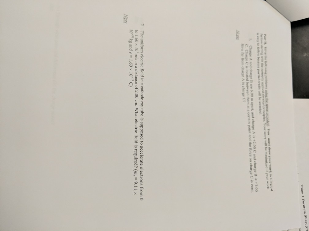 Solved be Part 1I. Solve the following problems fiashion | Chegg.com