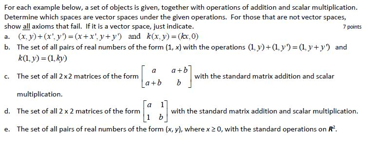 Solved For each example below, a set of objects is given, | Chegg.com