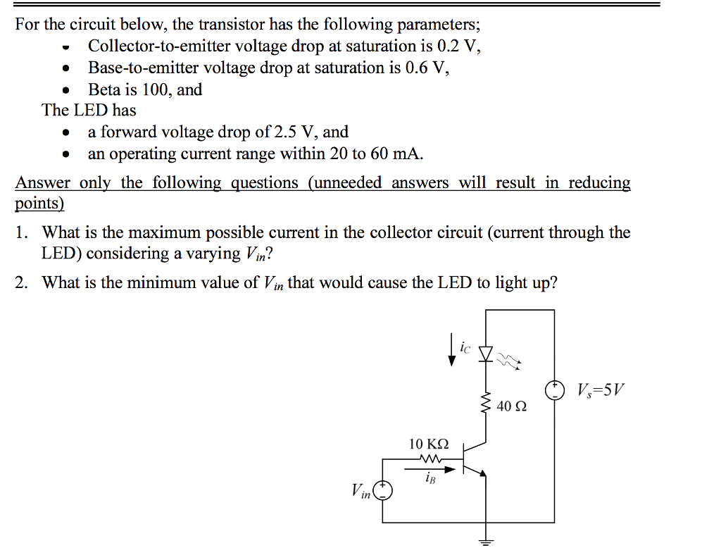 Solved For the circuit below, the transistor has the | Chegg.com
