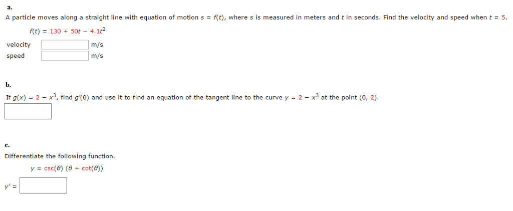 Solved A particle moves along a straight line with equation | Chegg.com