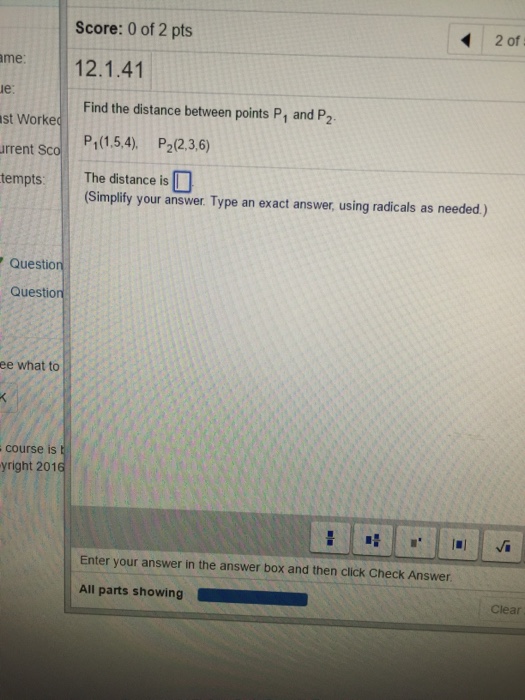 Solved Find the distance between points P1 and P2 p1(1, 5, | Chegg.com
