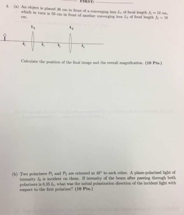 Solved (a) An object is placed 36 cm in front of a | Chegg.com