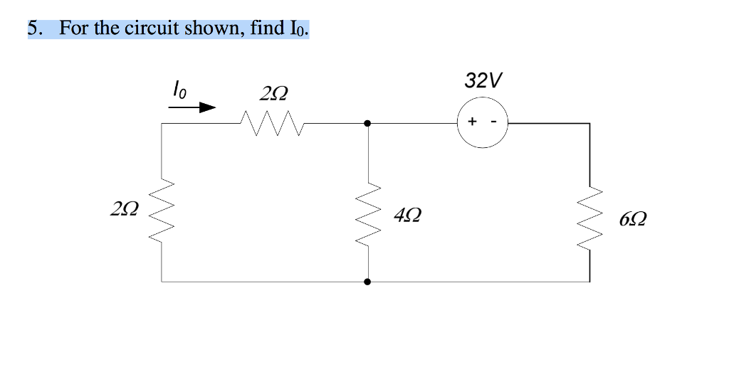 Solved For the circuit shown, find I_0. | Chegg.com