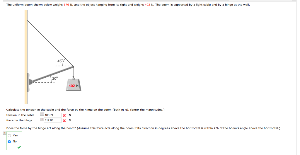 Solved The uniform boom shown below weighs 676 N, and the | Chegg.com