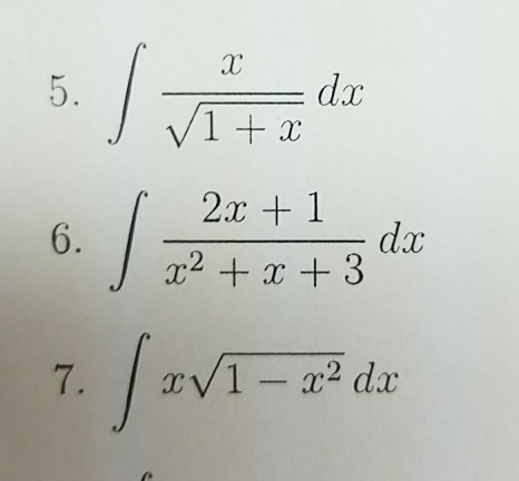 Solved Integral x/Squareroot 1 + x dx integral 2x + 1/x^2 + | Chegg.com