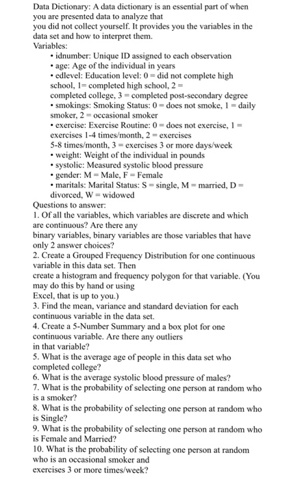 Data Dictionary: A data dictionary is an essential | Chegg.com