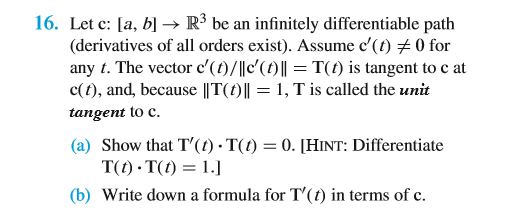 Solved 16 Let C [a B] → R3 Be An Infinitely