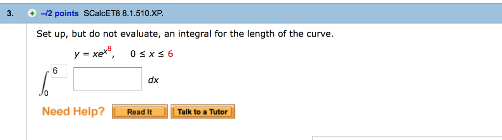 Solved 3. +-/2 points SCalcET8 8.1.510.XP Set up, but do not | Chegg.com Solved 3. +-/2 points SCalcET8 8.1.510.XP Set up, but do not | Chegg.com