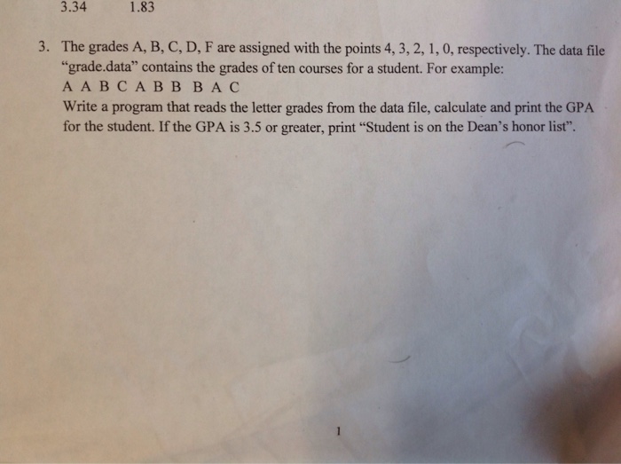 Solved The grades A, B, C, D, F are assigned with the points | Chegg.com