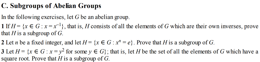 Solved C. Subgroups of Abelian Groups In the following | Chegg.com