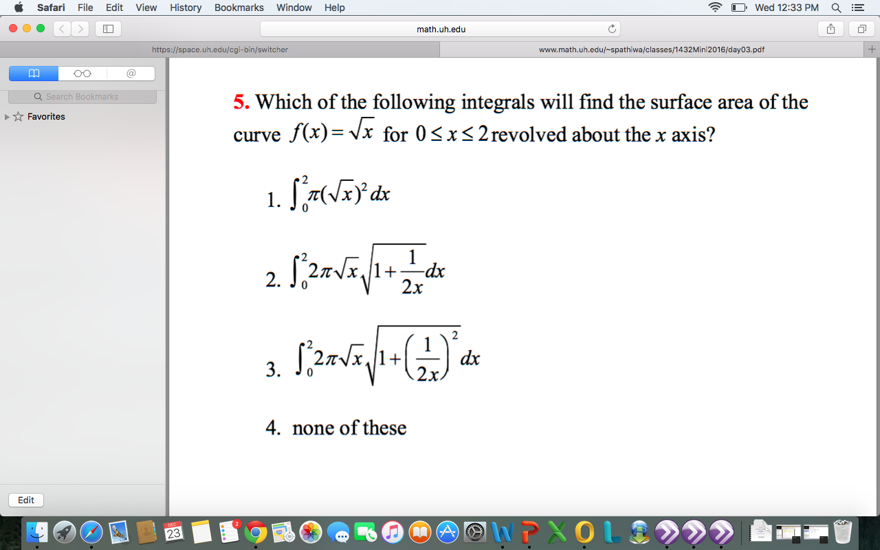 Solved Which of the following integrals will find the | Chegg.com
