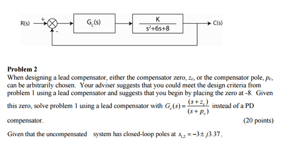 Solved When Designing A Lead Compensator Either The Chegg