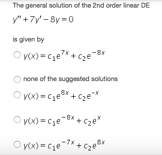 Solved The general solution of the 2nd order linear DE y" + | Chegg.com