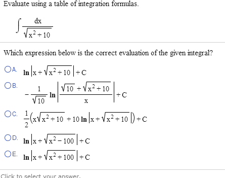 Solved Evaluate using a table of integration formulas. | Chegg.com