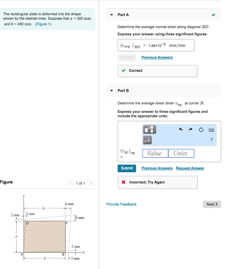 Solved The rectangular plate is deformed into the shape | Chegg.com