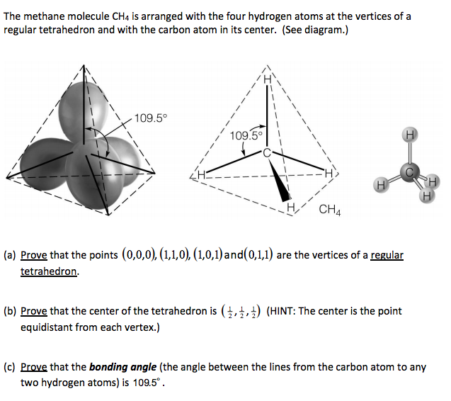 Solved The methane molecule CH_4 is arranged with the four | Chegg.com
