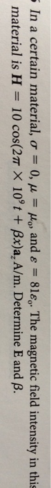 Solved In a certain material, sigma = 0, mu = mu_0, and | Chegg.com