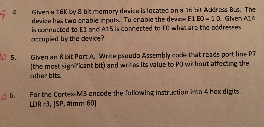 Given A 16k By 8 Bit Memory Device Is Located On A 16