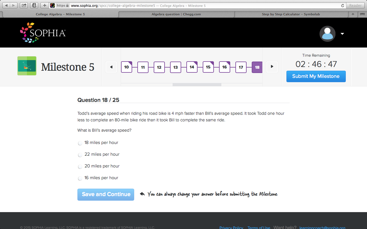 Solved EE https a www.sophia.org -College Algebra Milestone | Chegg.com