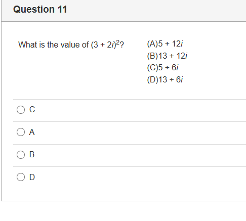 Solved What is the value of (3 + 2i)^2? A) 5 + 12i (B) 13 | Chegg.com