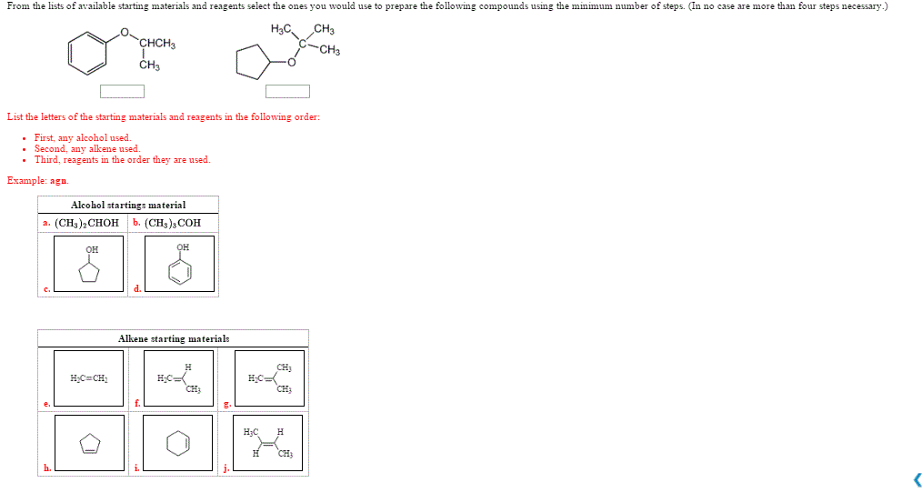 Solved From the lists of available starting materials and | Chegg.com