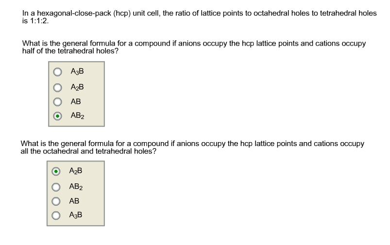 Solved In a hexagonal-close-pack (hcp) unit cell, the ratio | Chegg.com