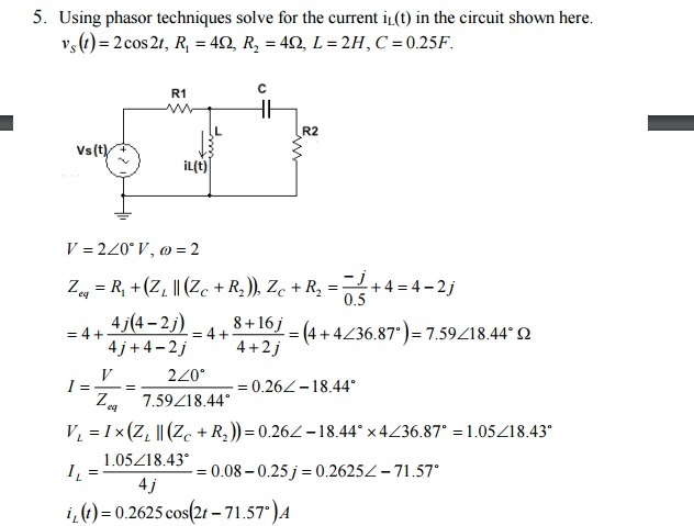 Solved Using phasor techniques solve for the current i1.(t) | Chegg.com