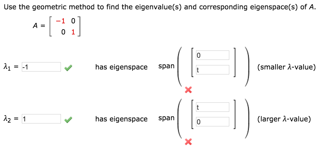 Solved Use the geometric method to find the eigenvalue(s) | Chegg.com