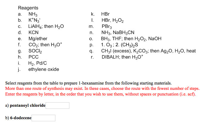 Solved Select reagents from the table to prepare | Chegg.com