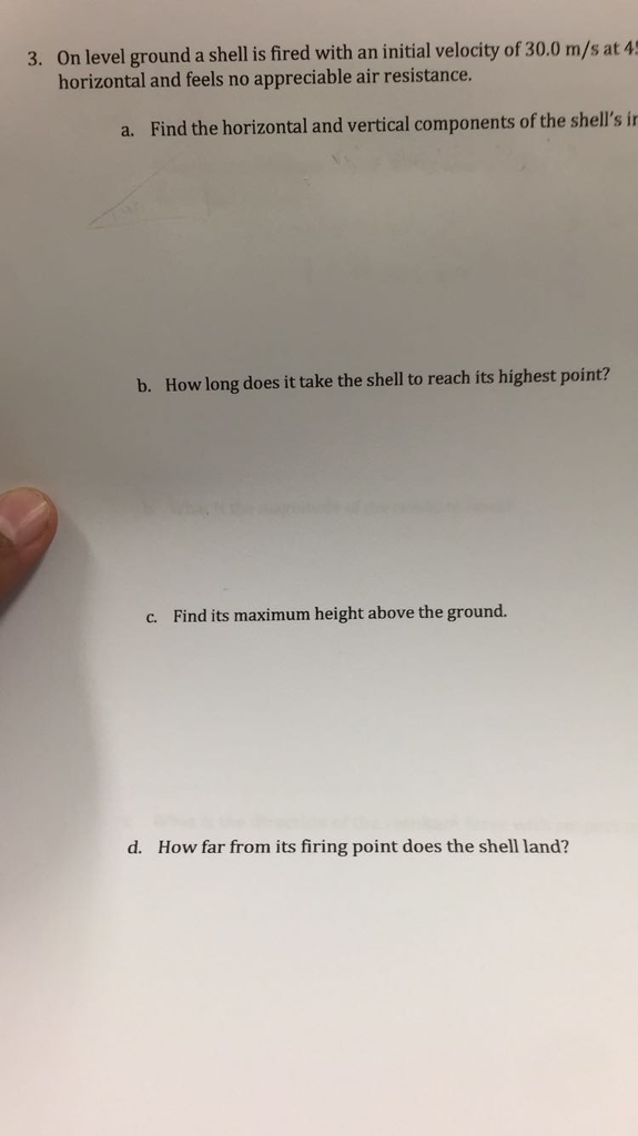 Solved On level ground a shell is fired with an initial | Chegg.com