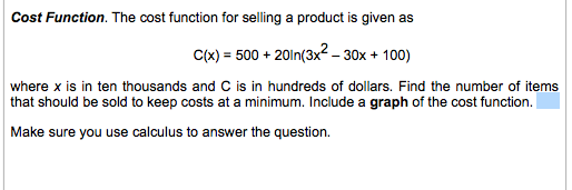 Solved Cost Function. The cost function for selling a | Chegg.com