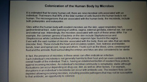 Solved Colonization of the Human Body by Microbes t is | Chegg.com